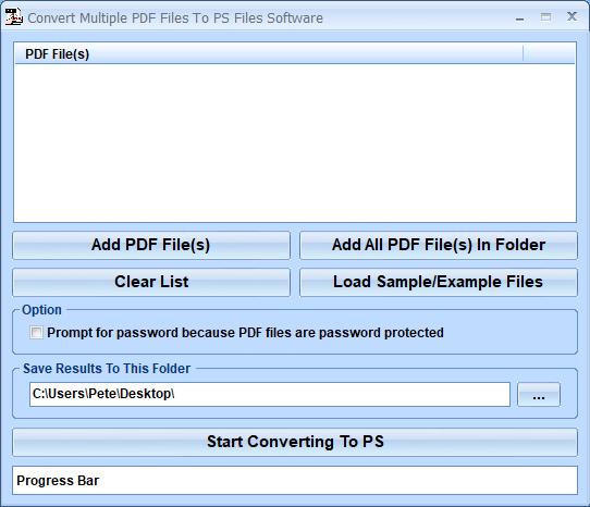 Convert Multiple PDF Files To PS Files Software