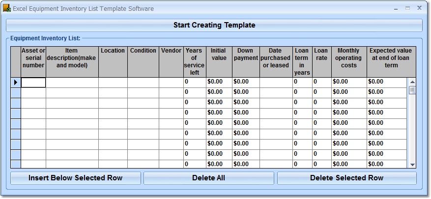 Excel Equipment Inventory List Template Software 7 0 Full Screenshot