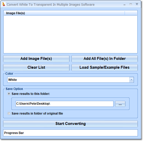 Convert White To Transparent In Multiple Images Software