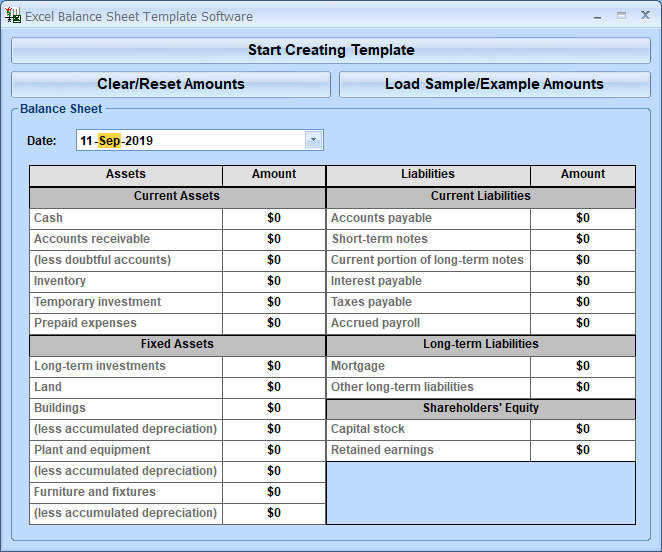 Excel Balance Sheet Template Software