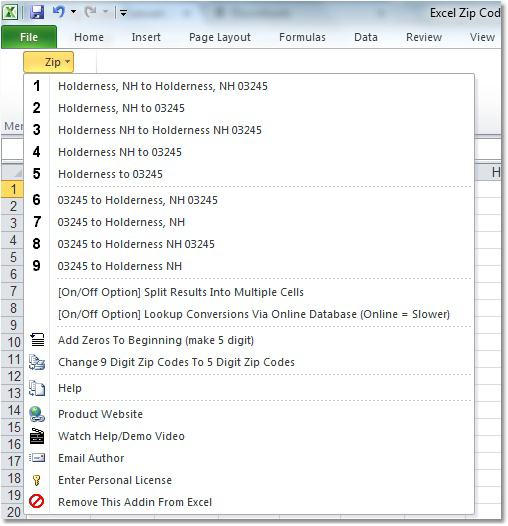 Excel Zip Codes Convert Lookup Format Software