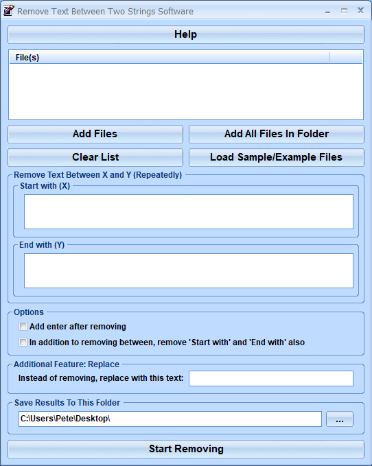 Remove Text Between Two Strings Software